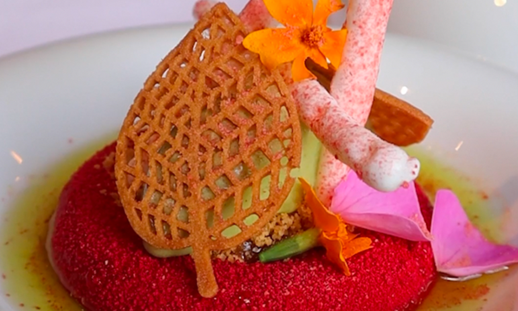 VIDEO: yuzu panna cotta met abrikozen, Thaise basilicum en amandel